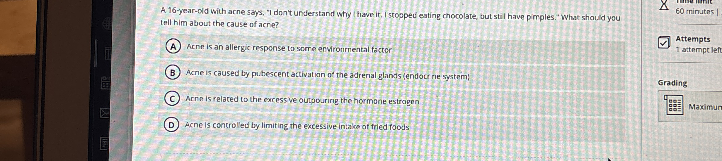 Solved A 16-year-old with acne says, "I don't understand why | Chegg.com