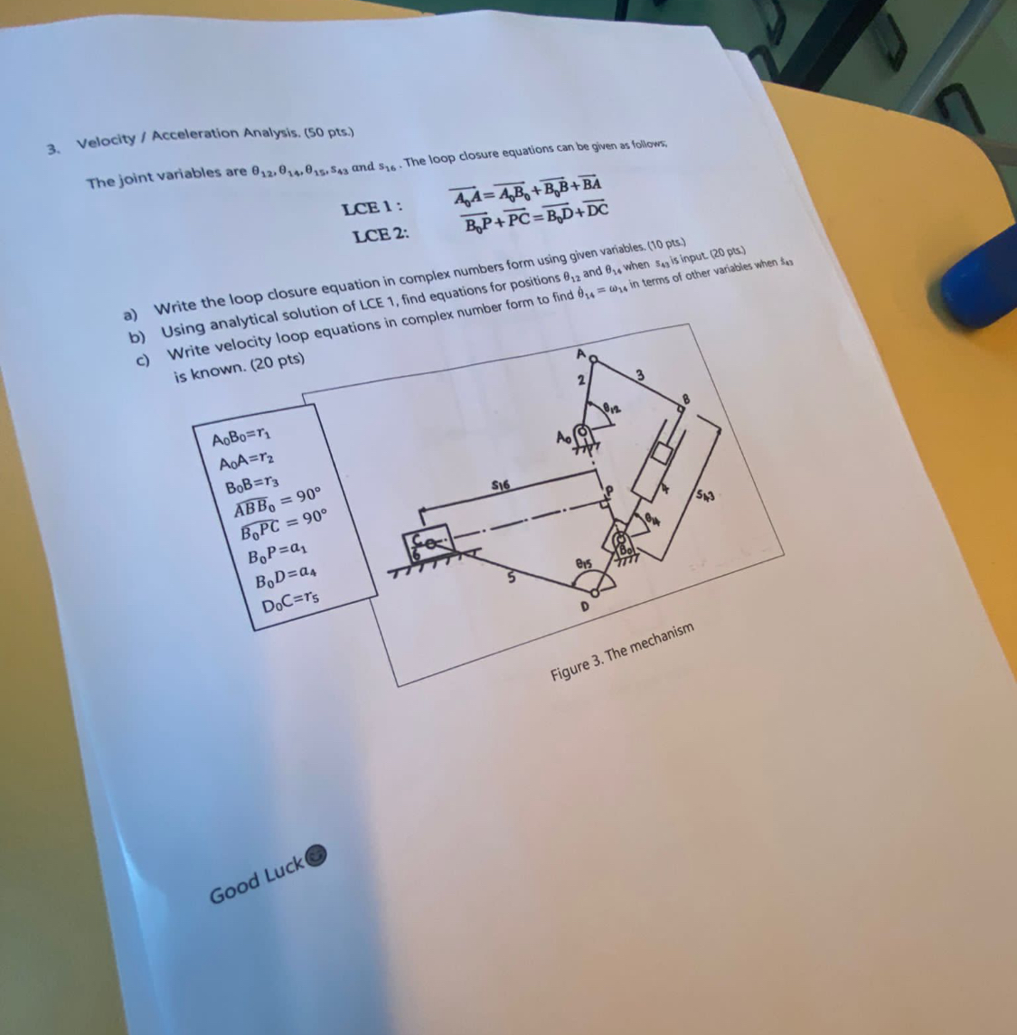 Solved Velocity / ﻿Acceleration Analysis. ( 50 ﻿pts.)The | Chegg.com