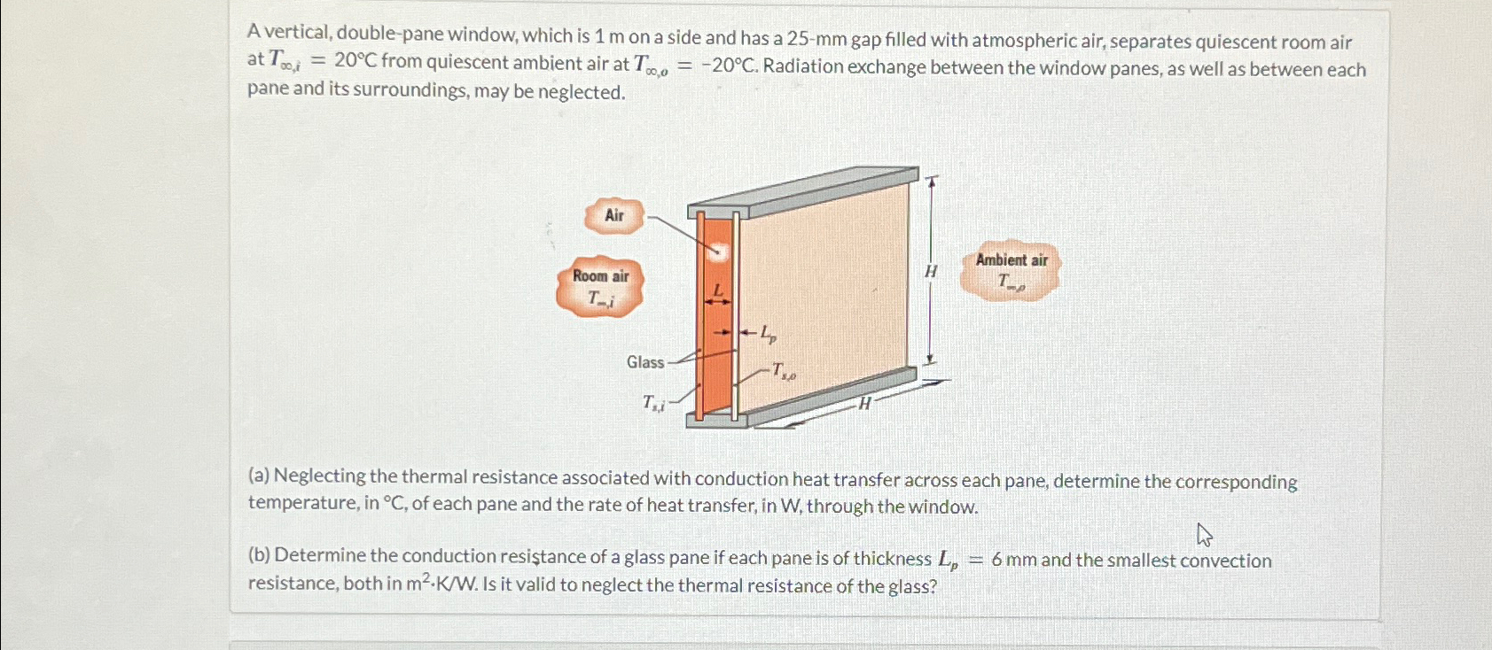 Solved A vertical, double-pane window, which is 1m ﻿on a | Chegg.com