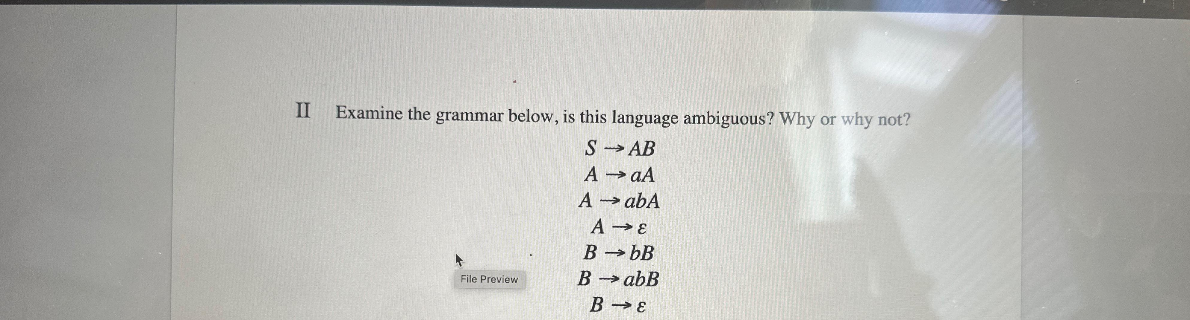 Solved II Examine the grammar below, is this language | Chegg.com