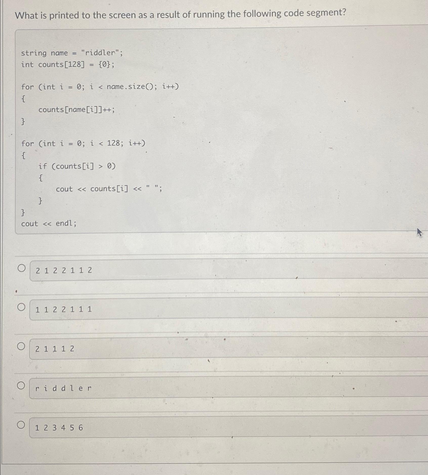 Solved What is printed to the screen as a result of running | Chegg.com
