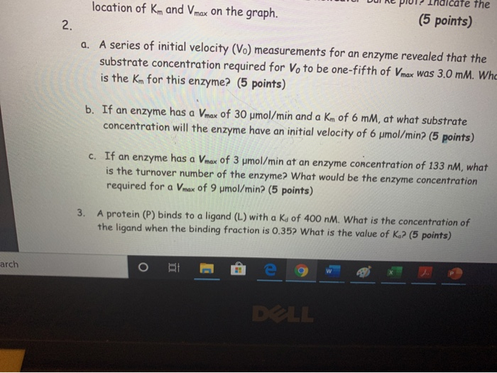Solved location of Km and Vmax on the graph. (5 points) a. A | Chegg.com