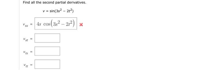 Solved Find all the second partial derivatives. | Chegg.com