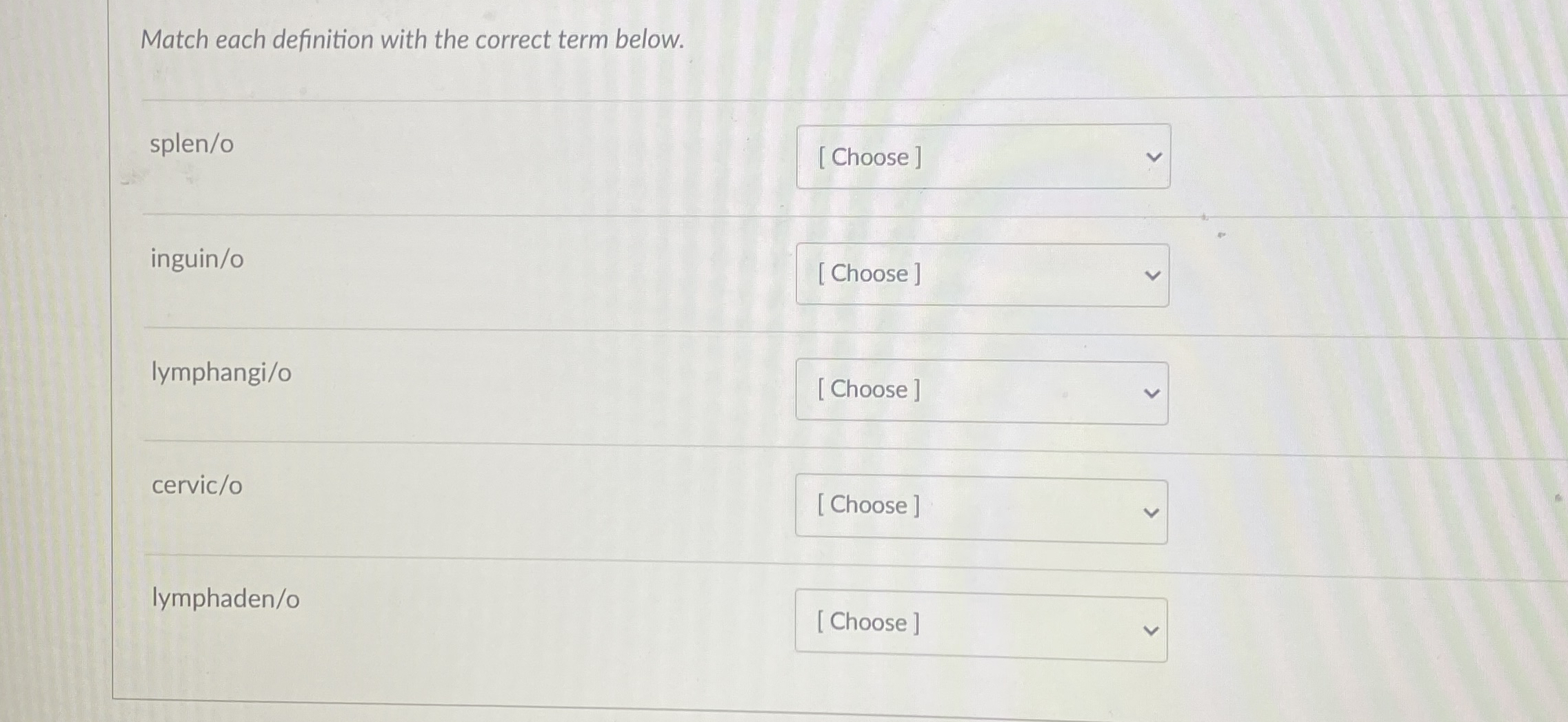 Solved Match each definition with the correct term | Chegg.com