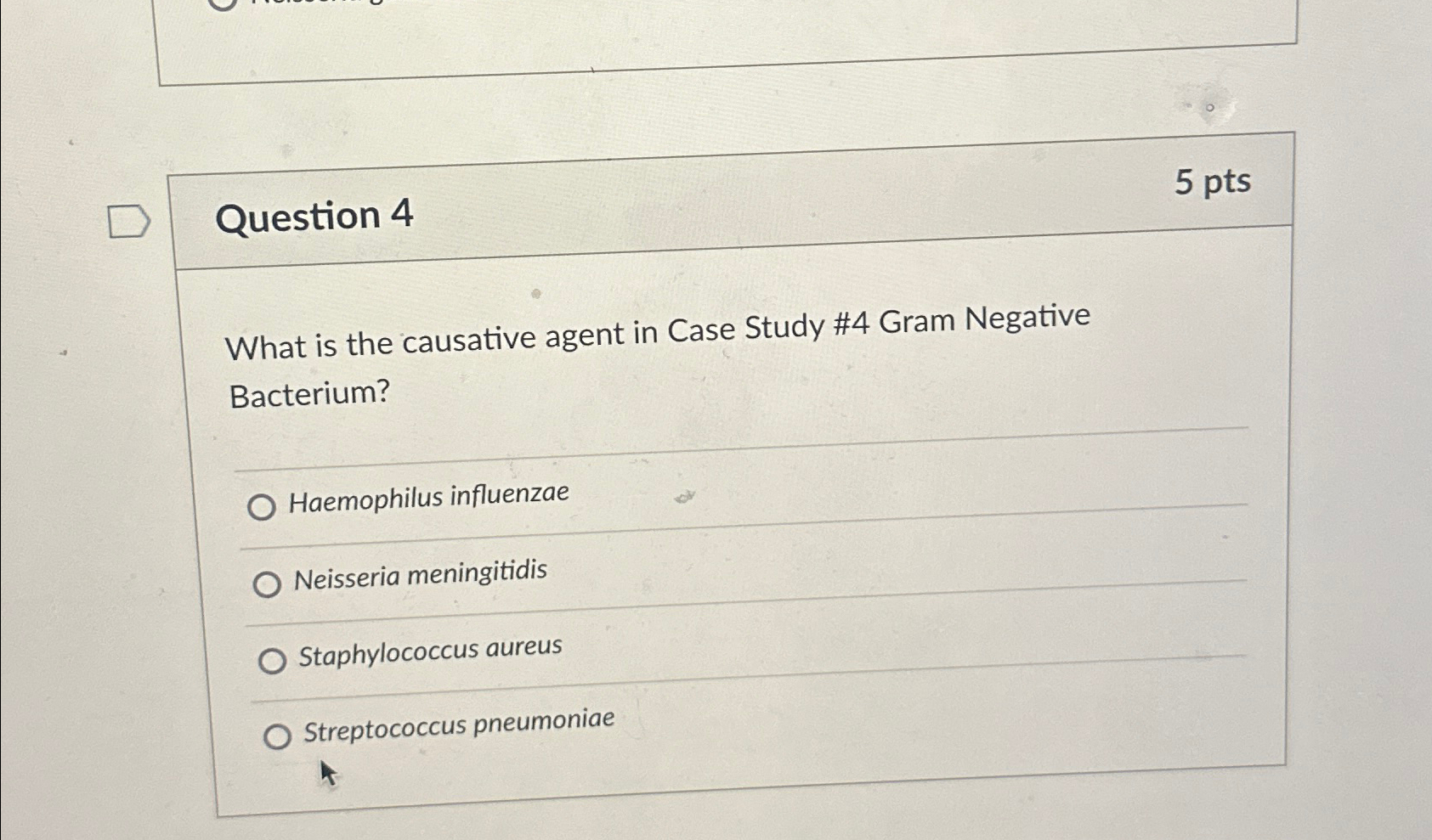 Solved Question 45 ﻿ptsWhat is the causative agent in Case | Chegg.com