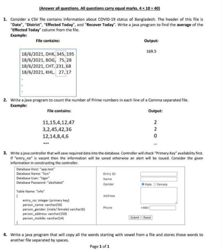 Solved (Answer all questions. All questions carry equal | Chegg.com