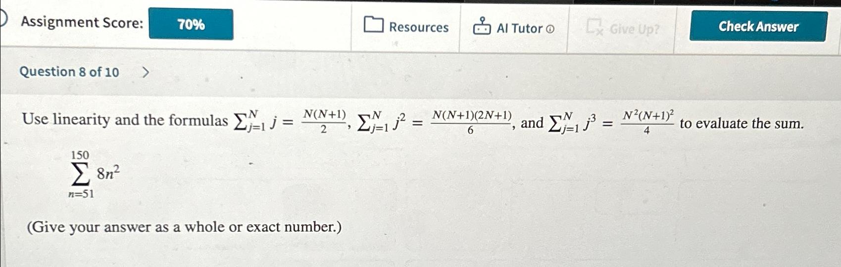 Solved Assignment Score:ResourcesAl Tutor (1)Question 8 ﻿of | Chegg.com