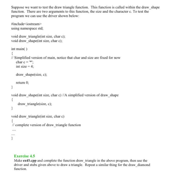 Solved Suppose we want to test the draw triangle function. | Chegg.com
