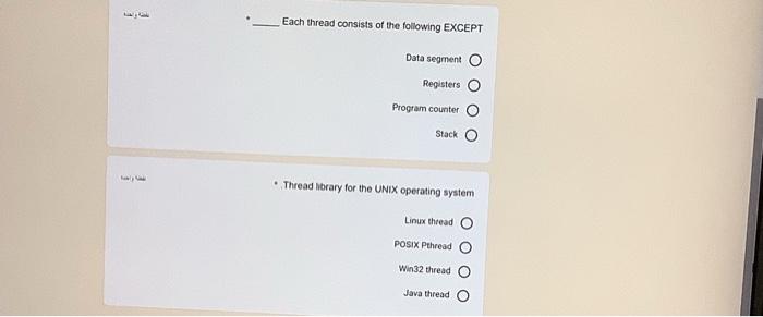 Solved Each thread consists of the following EXCEPT Data | Chegg.com