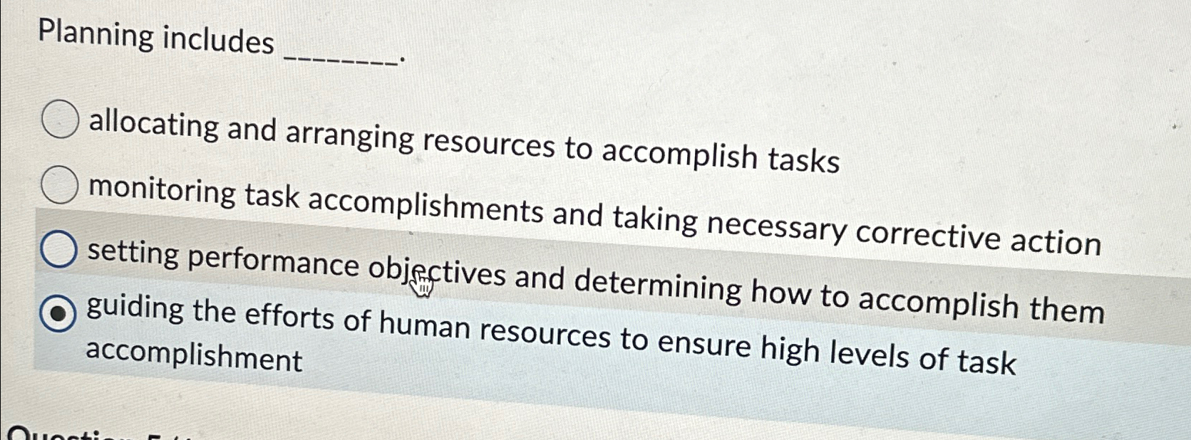 Solved Planning includesallocating and arranging resources | Chegg.com