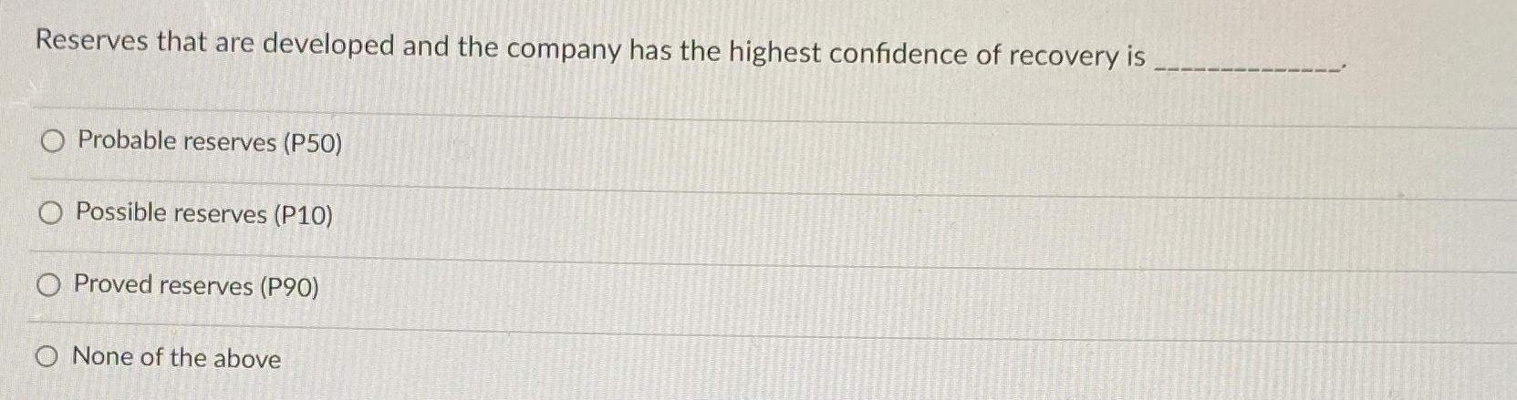 Solved Reserves that are developed and the company has the | Chegg.com