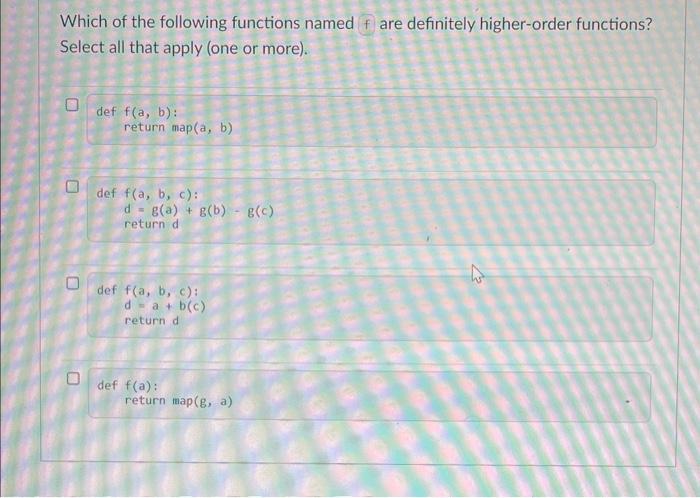 Solved Which of the following functions named are definitely | Chegg.com