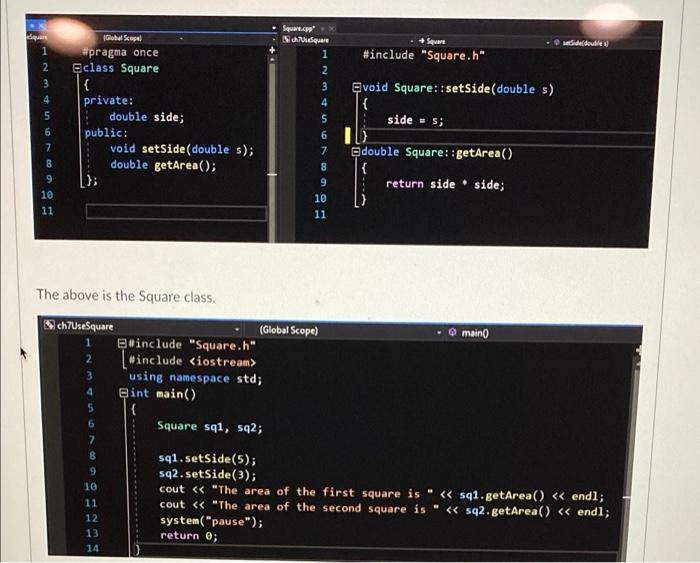 Solved que Square.cpp Schuqur 1 Side double Square #include | Chegg.com
