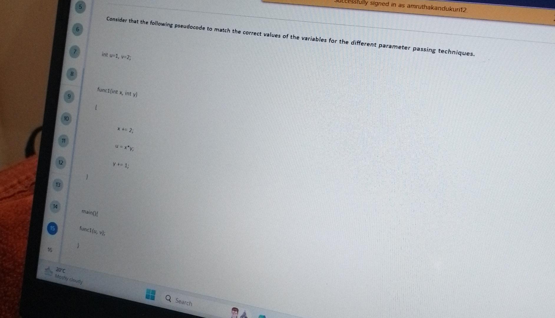 Solved 5Consider that the following pseudocode to match the | Chegg.com