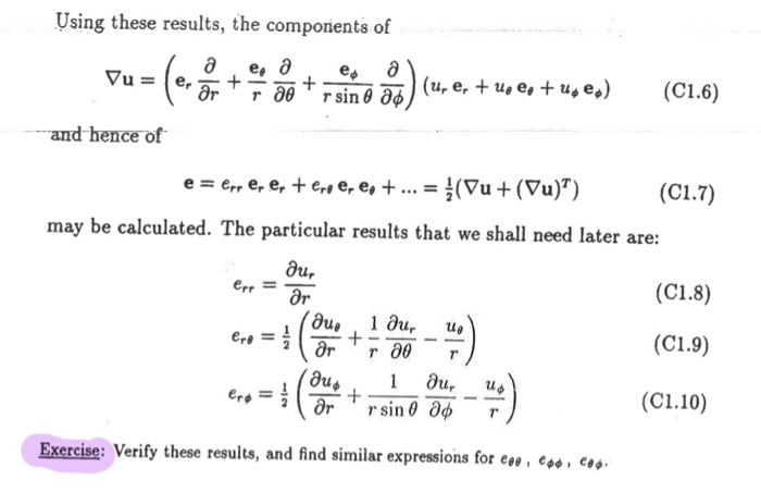 APPENDIX C1: COMPONENTS OF RATE OF STRAIN TENSOR IN | Chegg.com