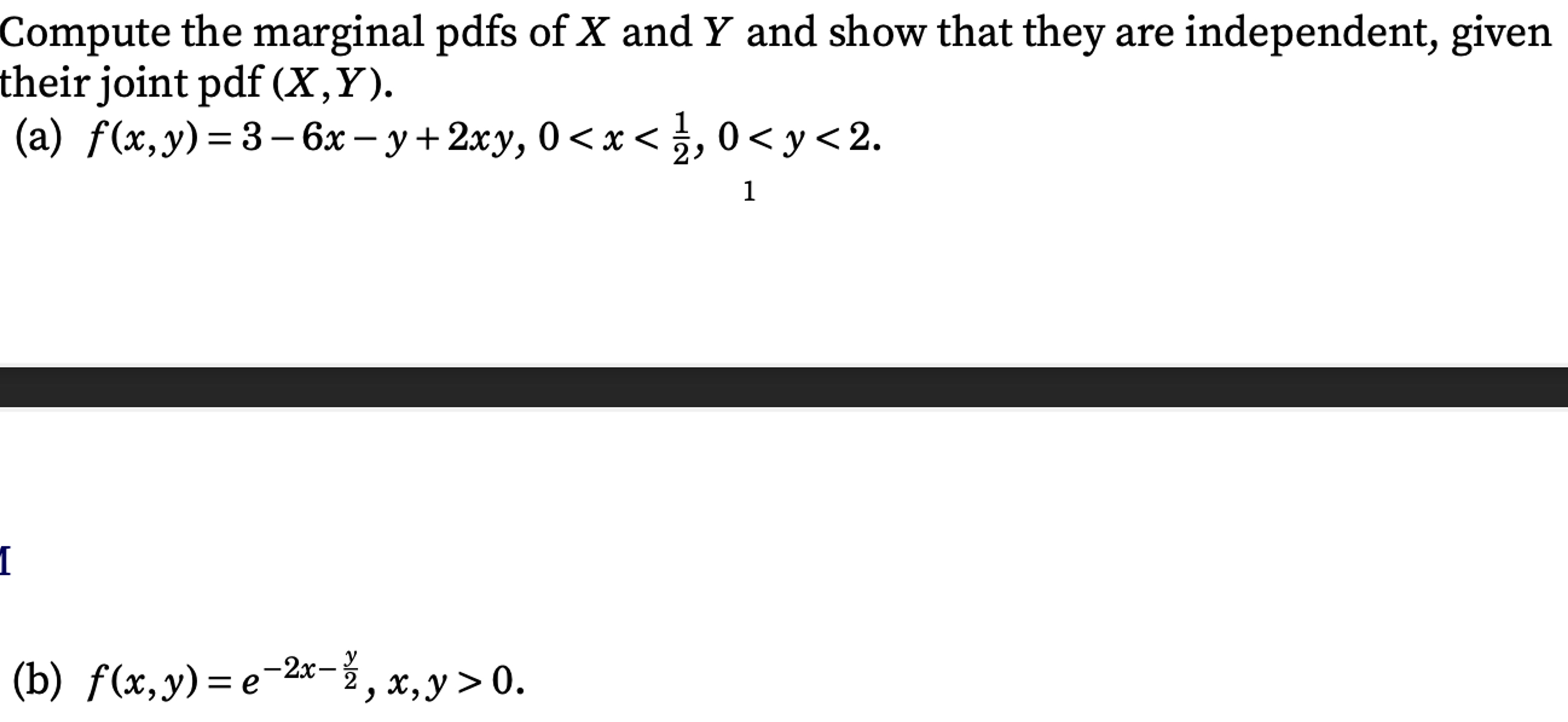 Solved Compute the marginal pdfs of x ﻿and Y ﻿and show that | Chegg.com
