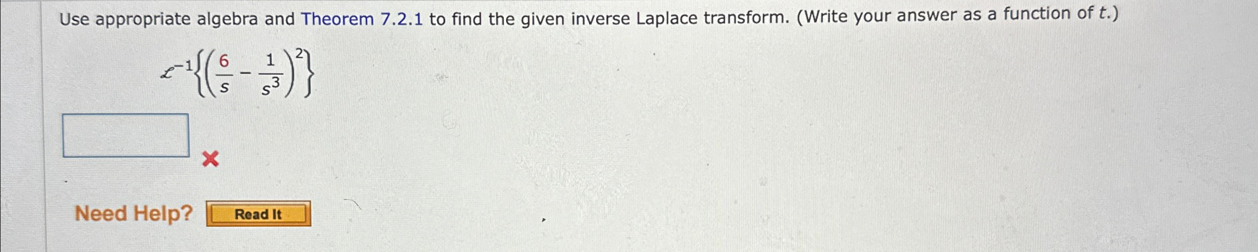 Solved Use appropriate algebra and Theorem 7.2.1 ﻿to find | Chegg.com