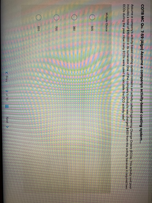 Solved COTB MC Qu. 7-59 (Algo) Assume a companys | Chegg.com