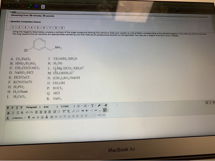 Solved using the reagents listed below, propose a synthesis | Chegg.com