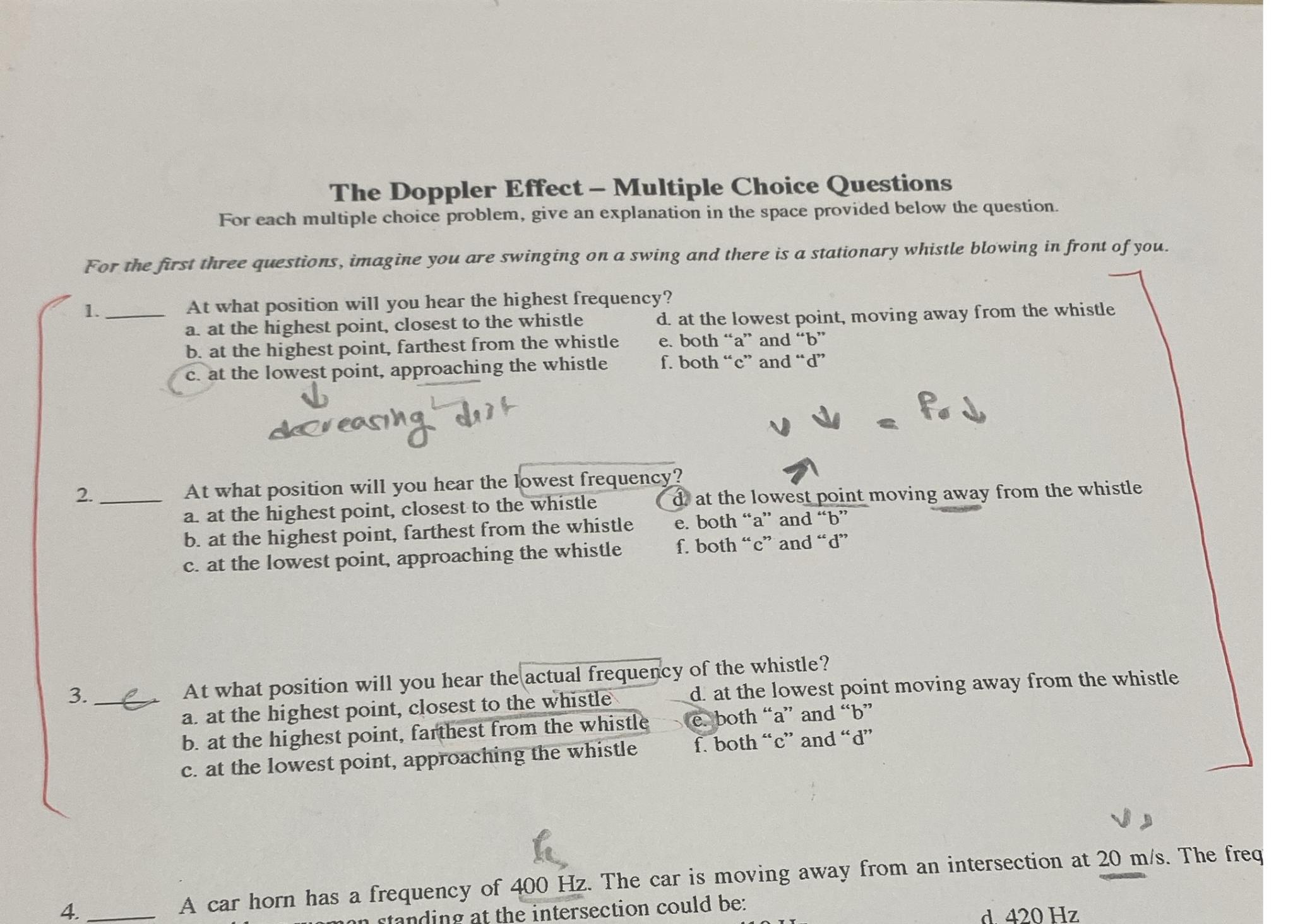 Solved The Doppler Effect - ﻿Multiple Choice QuestionsFor | Chegg.com
