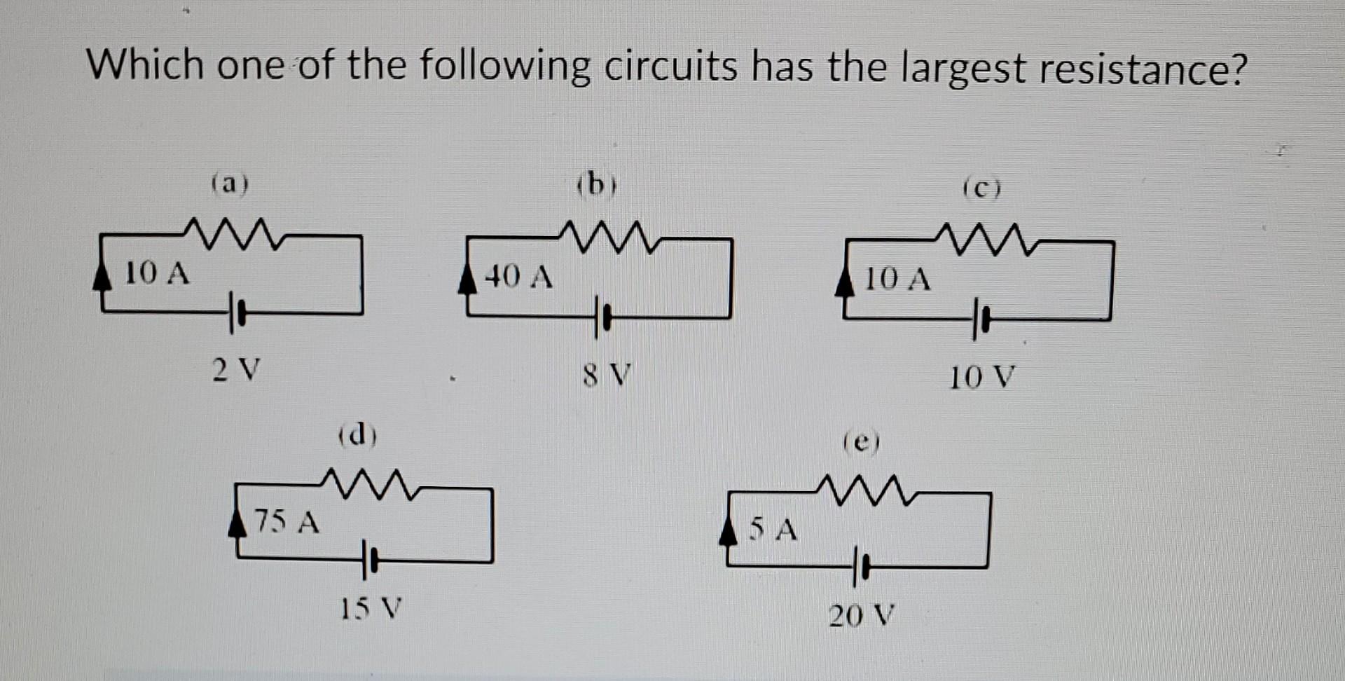 Solved Which one of the following circuits has the largest | Chegg.com
