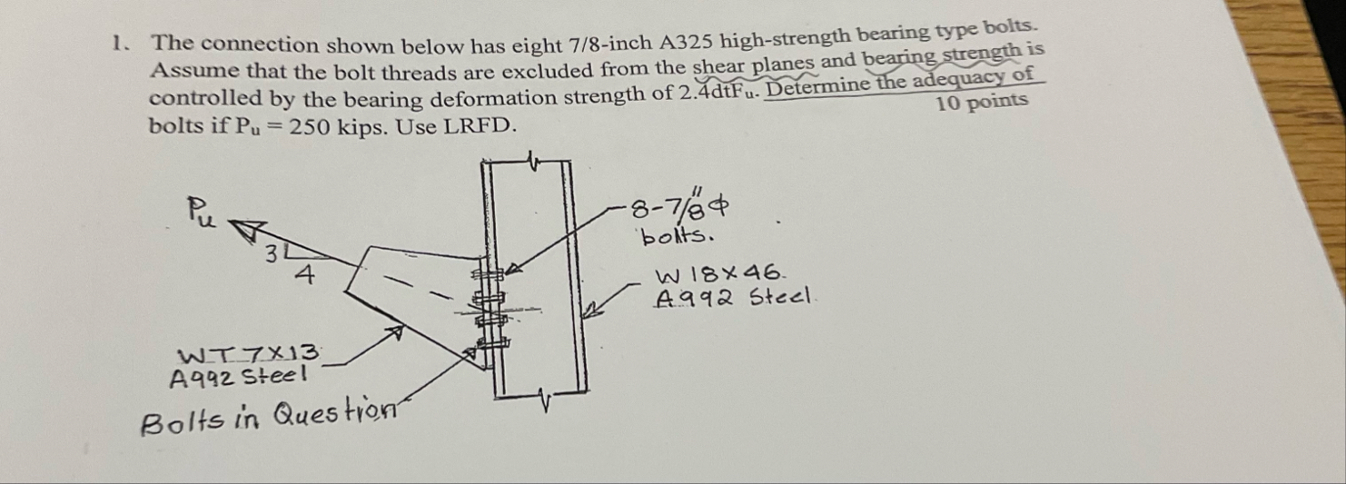 Solved The connection shown below has eight 78-inch A 325 | Chegg.com