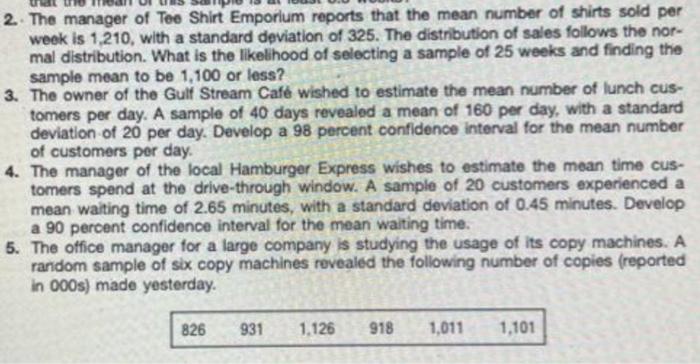 Solved 2. The manager of Tee Shirt Emporium reports that the | Chegg ...