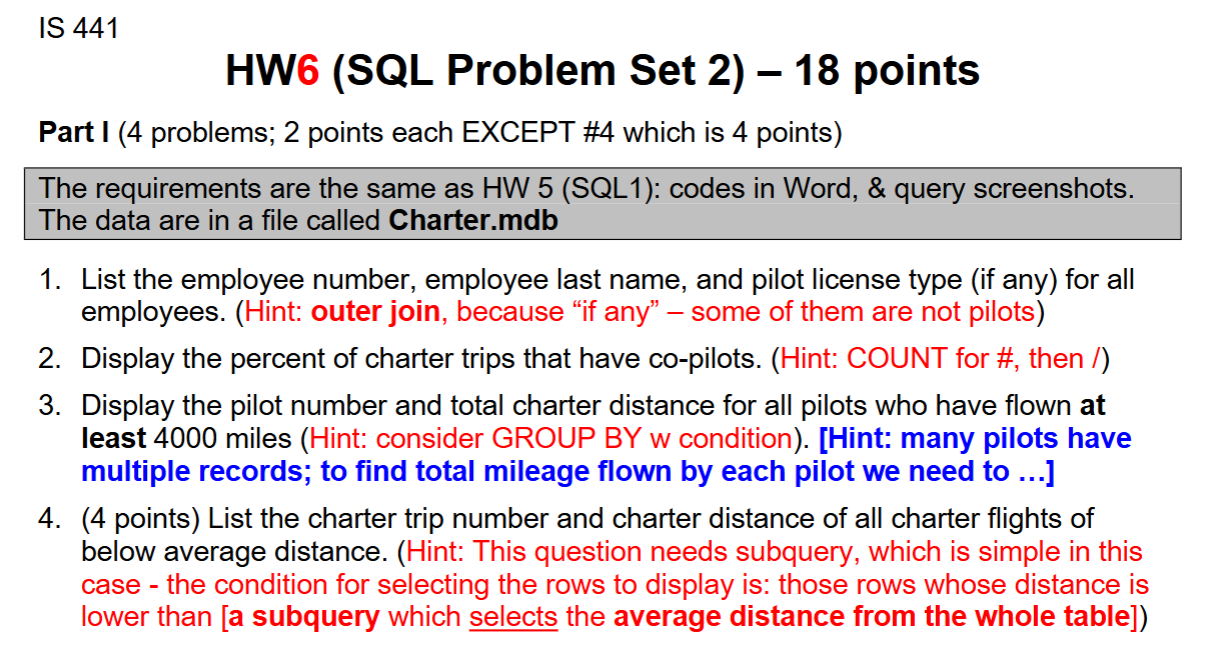 Solved IS 441 ﻿HW6 (SQL Problem Set 2) - \( \mathbf{1 8} \) | Chegg.com