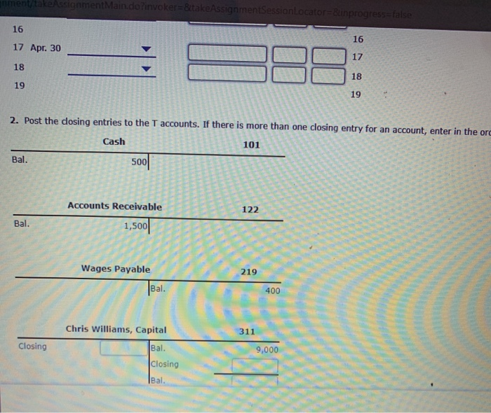 Solved Closing Entries (Net Income) Use the following | Chegg.com