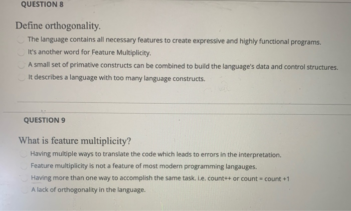 Solved QUESTION 8 Define Orthogonality The Language Chegg solved-question-8-define-orthogonality-the-language-chegg