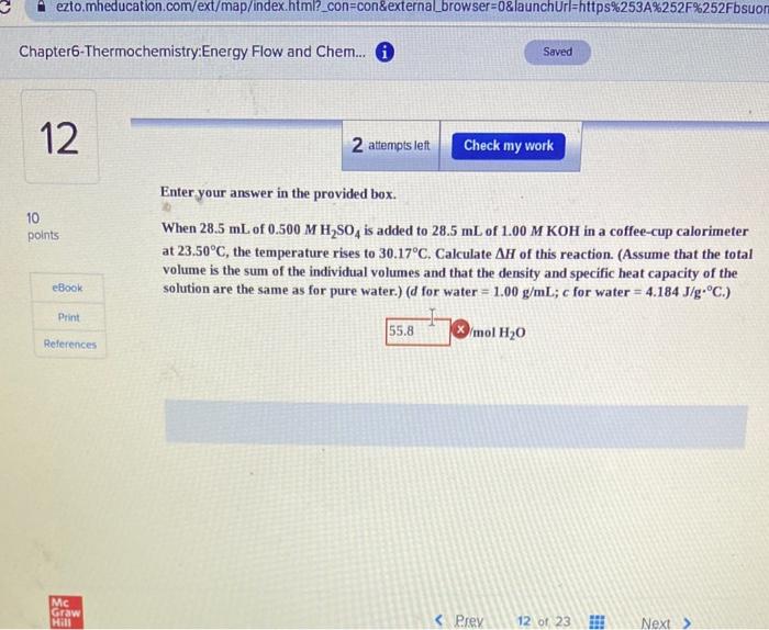 Solved Enter your answer in the provided box. When 28.5 mL | Chegg.com