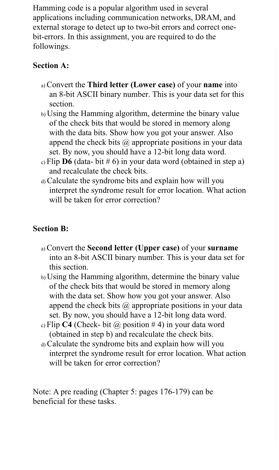 Solved Hamming Code Is A Popular Algorithm Used In Several 0855