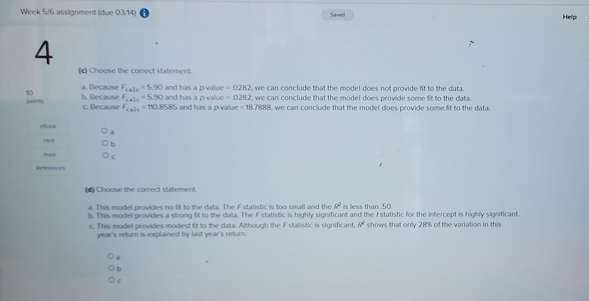 Solved Week 5/6 assignment (due 03/14) (i) 4 Answer the | Chegg.com