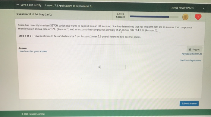 Solved Save & Exit Certify Lesson: 7.2 Applications of | Chegg.com