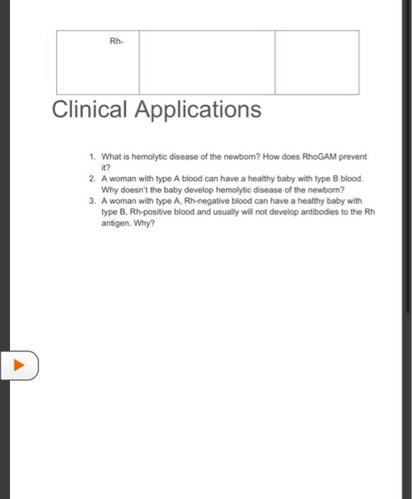 Solved Rh. Clinical Applications 1. What is hemolytic | Chegg.com