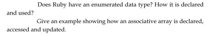 Solved Does Ruby have an enumerated data type? How it is | Chegg.com
