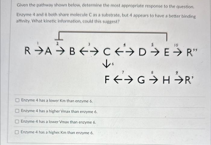 Solved Given the pathway shown below, determine the most | Chegg.com