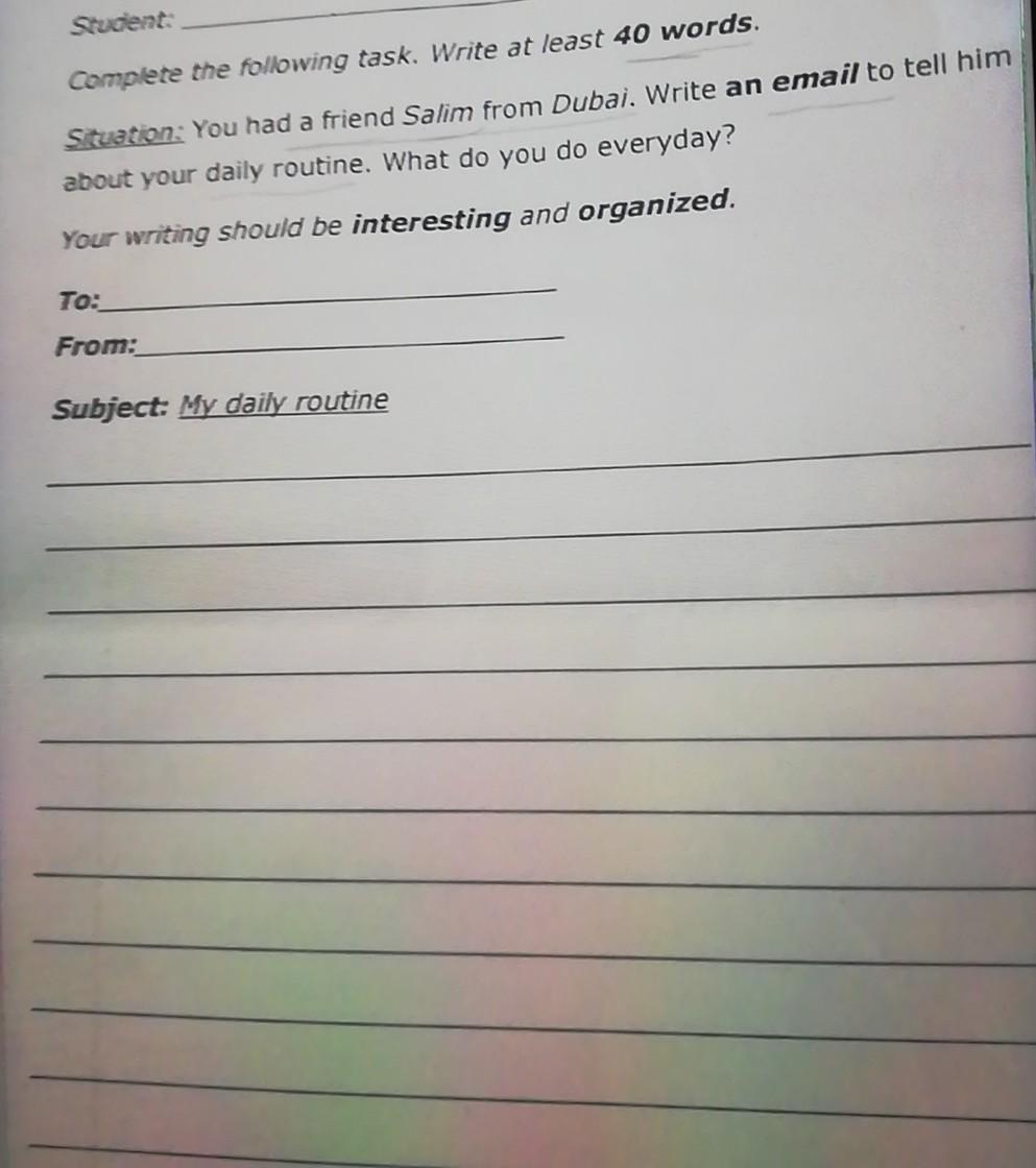 Solved Student: Complete the following task. Write at least | Chegg.com