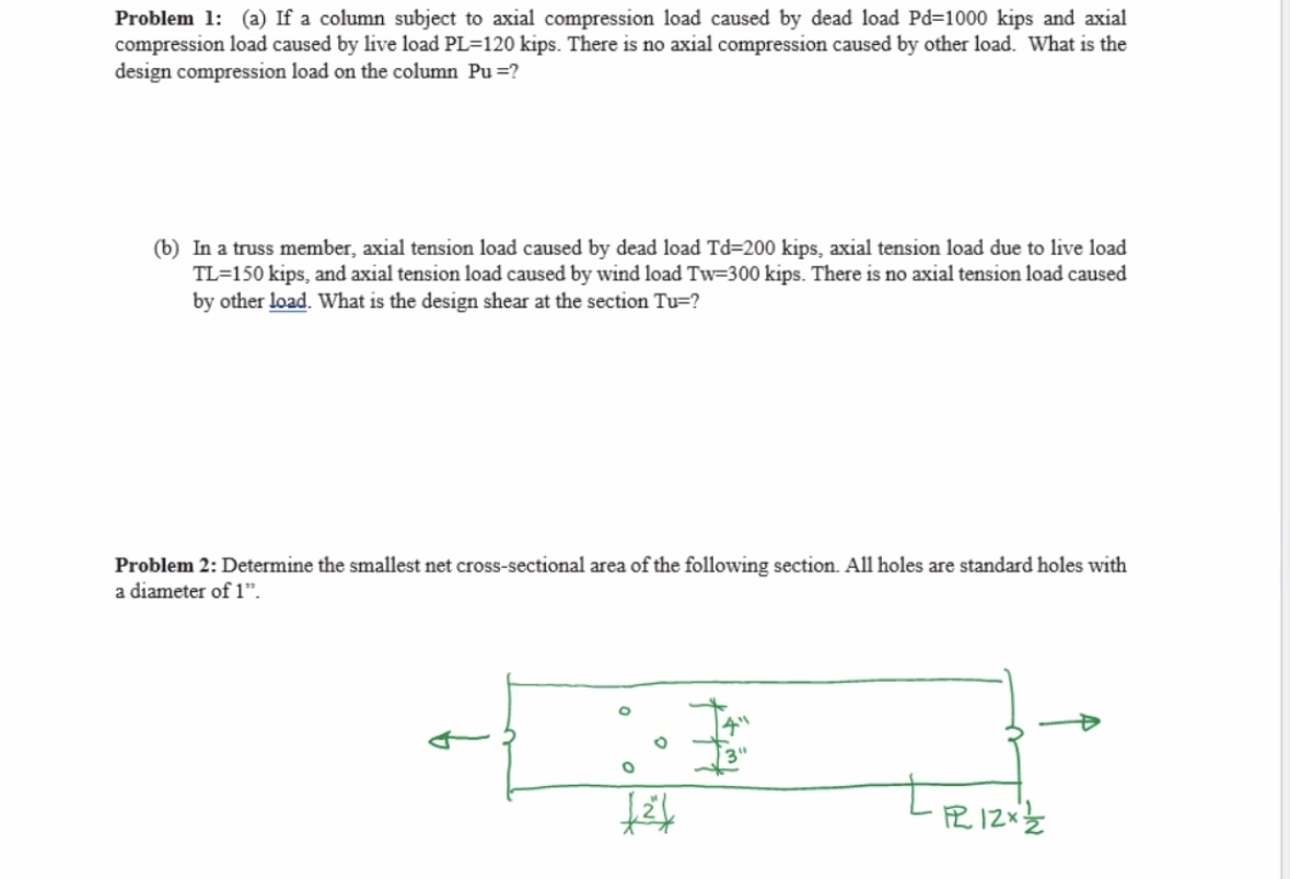 Solved Problem 1: (a) ﻿If a column subject to axial | Chegg.com