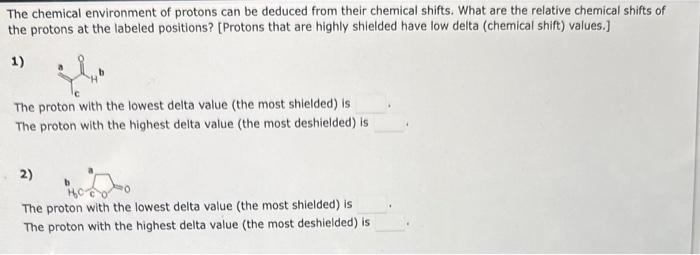 Solved The chemical environment of protons can be deduced | Chegg.com