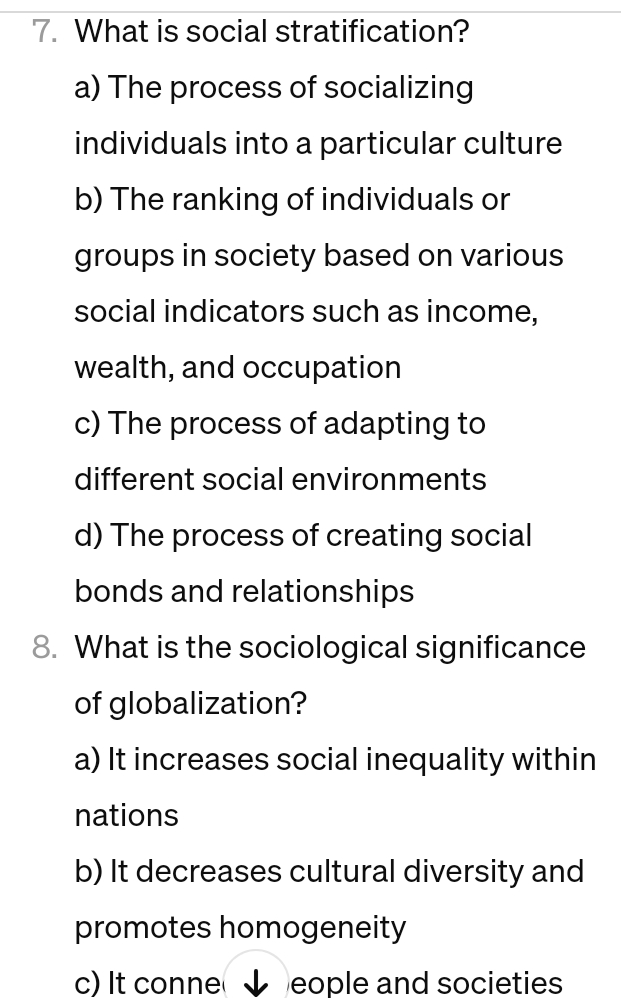 Solved What is social stratification?a) ﻿The process of | Chegg.com