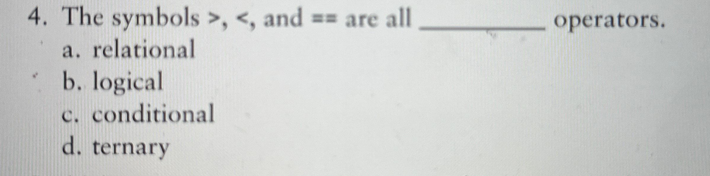 Solved The symbols >,