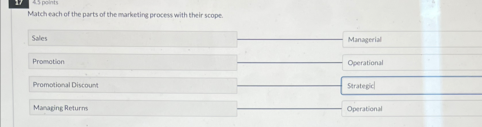 Solved 4.5 ﻿pointsMatch each of the parts of the marketing | Chegg.com