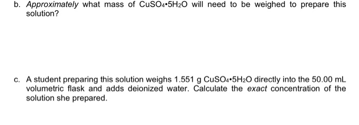 Solved 3. 50.00 mL of -0.145 mol/L CuSO4 solution is to be | Chegg.com