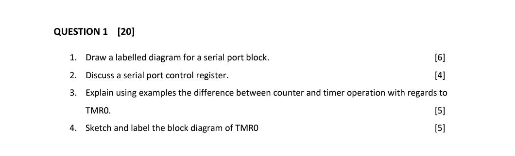 Solved 1. Draw a labelled diagram for a serial port block. | Chegg.com