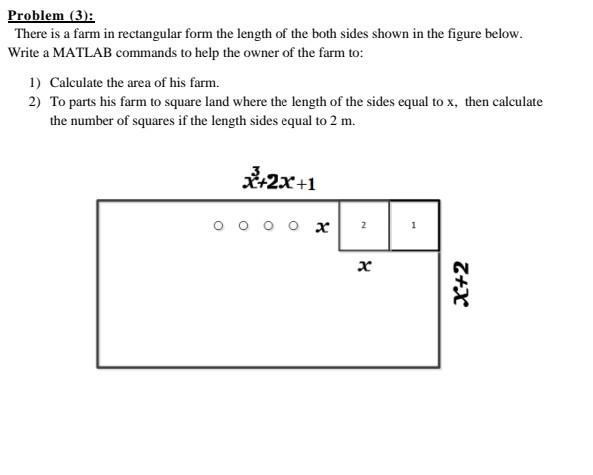 Solved Problem (3): There is a farm in rectangular form the | Chegg.com
