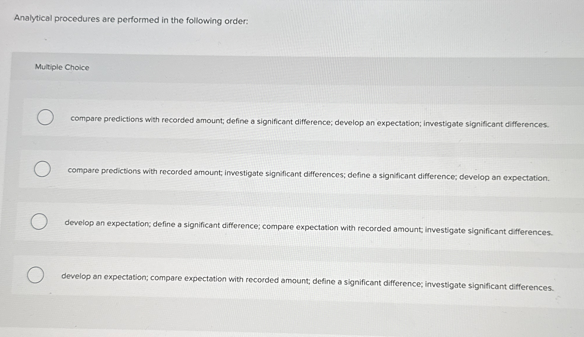 Solved Analytical procedures are performed in the following | Chegg.com