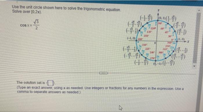 Solved Use the unit circle shown here to solve the | Chegg.com