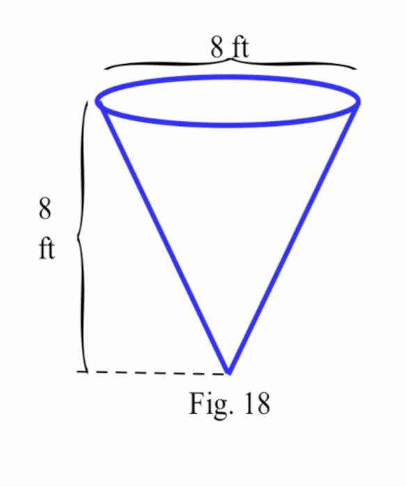 Solved 8 ft 8 ft Fig. 18 Fig 8. The conical container in | Chegg.com