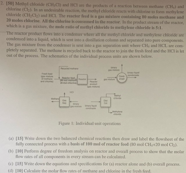Solved [50] ﻿Methyl chloride (CH3Cl) ﻿and HCl ﻿are the | Chegg.com